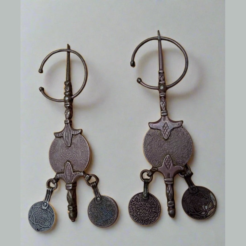 Fibula Pair Moroccan Berber Silver Fibula with Antique Coins - Heritage ...